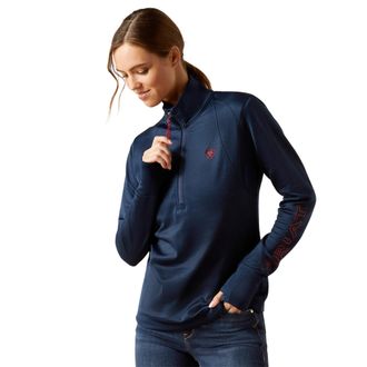 Ariat Womens Team EQ 1/2 Zip Pullover Top Long Sleeve in Navy, Size 2X-Large, by Ariat