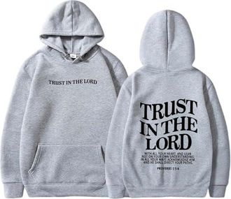 Generic 2026 Sweat &agrave; capuche &agrave; manches longues avec poche et polaire pour femme - Pull r&eacute;versible imprim&eacute; lettre, gris, XXL