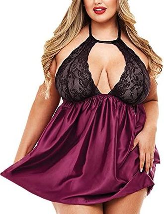 Generic Ensemble sous Vetement Femme Ensemble Lingerie Confortable Classique Combinaison Sexy en Dentelle - Nuisette Deux Pi&egrave;ces avec Jarretelles Et Culotte