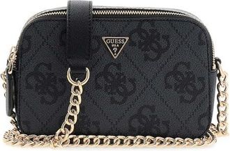 Guess sac &agrave; &eacute;paule bandouli&egrave;re Noelle II Crossbody Camera Bag Coal Logo gris fonc&eacute;