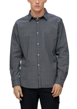 s.Oliver Slim: Langarmhemd aus Baumwollmix