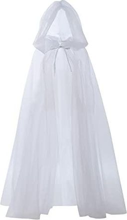 Generic Robe Femme M&eacute;di&eacute;vale Femmes Cape Cape Cape &Agrave; Capuche Longue Cape De Velours pour No&euml;l Halloween Cosplay Costumes Gar&ccedil;ons De Robe M&eacute;di&eacute;vale (White, One