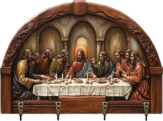 Generic Multifunktionaler Schl&uuml;sselhalter aus Holz, 2D-Wanddeko, Schl&uuml;sselanh&auml;nger mit 4 Haken, herbstliche Wandmontage, Willkommensschild, Wohnaccessoires (K