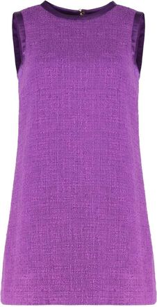 Dolce & Gabbana Femme, Robes, Violet, Taille: 42 FR Robe Trap&egrave;ze Textur&eacute;e Sans Manches avec D&eacute;tails de Bordure