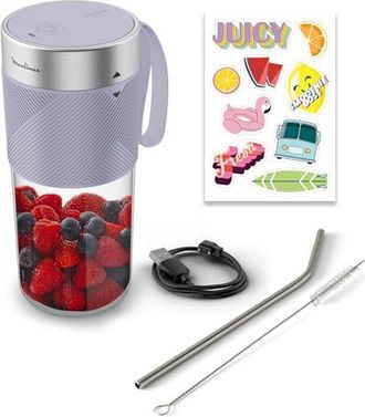 Moulinex Lightmix, Blender portable, 300ml, Puissant, Rechargeable, Lila clay, LM1CS6F0