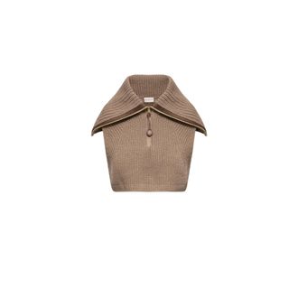 Moncler Moncler Cape Zipp&eacute;e En Laine Et Cachemire, Femme, Marron, Taille: Uni