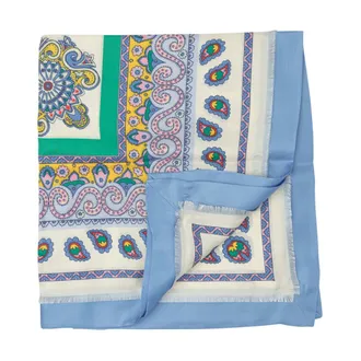 Etro Femme, Accessoires, Multicolore, Taille: ONE Size Foulard en Soie Paisley Bleu Clair