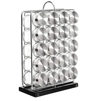 Amazon Basics Gewürzregal mit 20 Gläsern, vertikale Konstruktion, Silber