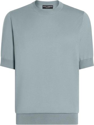 Dolce & Gabbana Homme, Pulls, Bleu, Taille: XL Logo Embroidered T-shirt