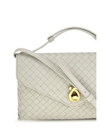 Bottega Veneta Lambskin Leather Shoulder Bag - Gray