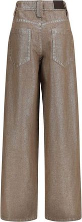 Brunello Cucinelli Lurex Wide-Leg Jeans - Beige