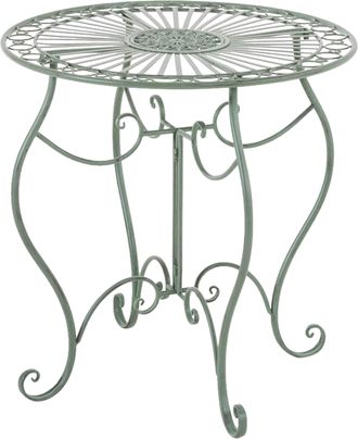 Clp Eisentisch Indra | Metalltisch im nostalgischen Design für Garten & Balkon | runder Bistrotisch wetterfest & pflegeleicht, Farbe:antik-grün