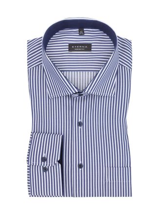 Eterna &Uuml;bergr&ouml;&szlig;e : Eterna, Businesshemd mit Streifen, Brusttasche, Comfort Fit in Marine