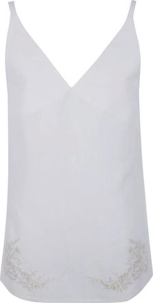 Semicouture Femme, Tops, Blanc, Taille: 38 FR Top en lin brod&eacute;