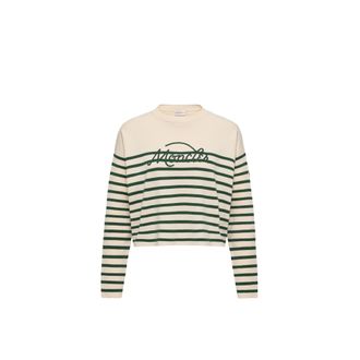 Moncler Moncler Pull En Laine Ray&eacute;e, Femme, Blanc, Taille: Xl