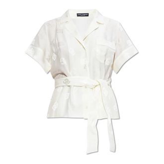 Dolce & Gabbana Seiden Kurzarmhemd - - Blouses & Shirts - Damen - Beige - S