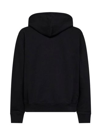 Ami Mens Zip-Up Cotton Hoodie Ami De Coeur Black Sweatshirts Sweater