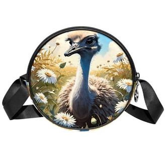 Generic Sac &agrave; bandouli&egrave;re rond pour femme, petit sac &agrave; bandouli&egrave;re avec fermeture &eacute;clair et bretelles r&eacute;glables style d&eacute;contract&eacute; pour femmes et filles