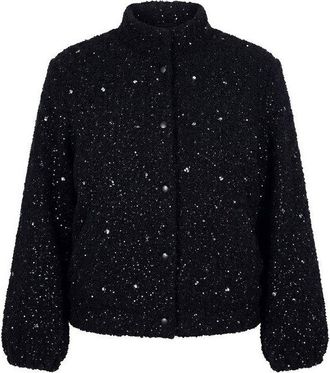 Ulla Popken Kurzjacke Jacke Pailletten Stehkragen Langarm
