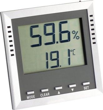 TFA Dostmann Digitales Thermo-Hygrometer Klima Guard, 30.5010, Kontrolle von Temperatur und Luftfeuchtigkeit innen, Höchst- und Tiefstwerte, Alarmfunktion, Schimme