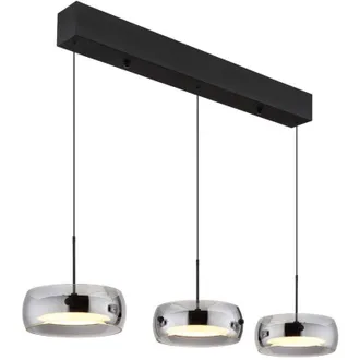 Globo Lighting LED Pendelleuchte H&auml;ngelampe Deckenlampe Metall schwarz rauchglas H 120 cm