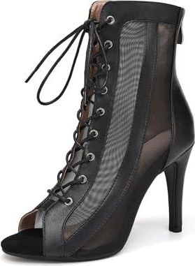 Generic Chaussures de danse latine pour femme - Rouge - Avec maille - Bout ouvert - Pour salle de bal - Salsa Tango Performence - Pointure 42 - Confortables -