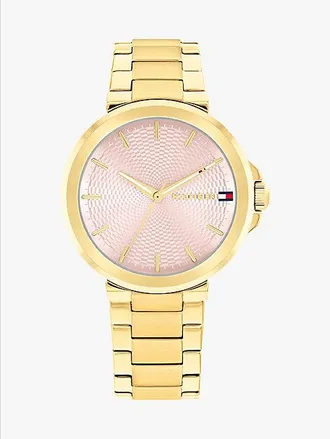 Tommy Hilfiger Montre à maillons plaqué or et cadran rosé