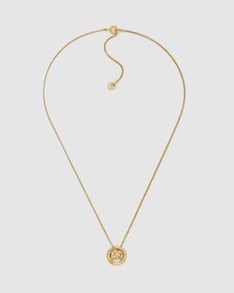 Michael Kors Damen-Halskette in Goldoptik mit Logoanh&auml;nger, MKJ8502710