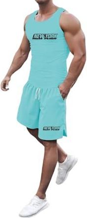 Generic Ensemble court de jogging 2 pi&egrave;ces pour homme - Pantalon + t-shirt - Baggy - Tenue de loisirs - Combinaison d&eacute;t&eacute; d&eacute;contract&eacute;e - 2 pi&egrave;ces - Respirant -