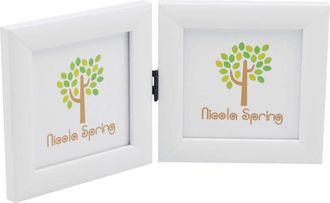 Nicola Spring Faltbarer 2-Fotorahmen - passend für Fotogröße 4 x 4 Zoll (10 x 10 cm) - 1 Stück - weißer Bilderrahmen, Kleiner quadratischer Fotorahmen mit Ständer, 