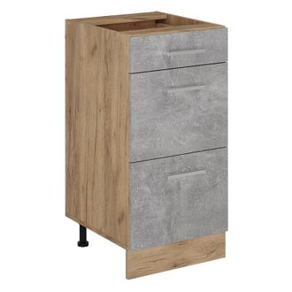 Vicco K&uuml;chenunterschrank R-Line, Beton, 40 cm mit Schubladen, ohne Arbeitsplatte Vicco