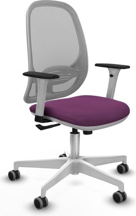 Piqueras y Crespo Lilafarbener Schreibtischstuhl mit 1D-Armlehnen, h&ouml;henverstellbare Lendenwirbelst&uuml;tze, ausgestattet mit 3 Positionen und Schneideschaum, Grau/Violett