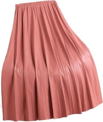 Generic Jupe midi en cuir synth&eacute;tique pour femme - Taille haute - Coupe trap&egrave;ze - Pour f&ecirc;te, affaires, d&eacute;contract&eacute;, bureau, Pnnrk, Taille unique