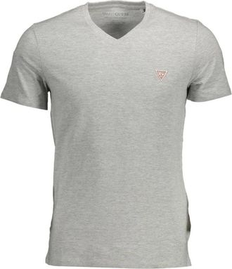 Guess Homme, Tops, Gris, Taille: XL T-shirt Homme en Coton Marron Col V