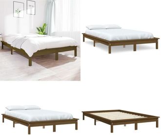 vidaXL Massivholzbett Honigbraun 120x190 cm Kiefer - Holzbett - Massivholzbette - Kiefernbett - Doppelbett - Bettgestell - Home & Living