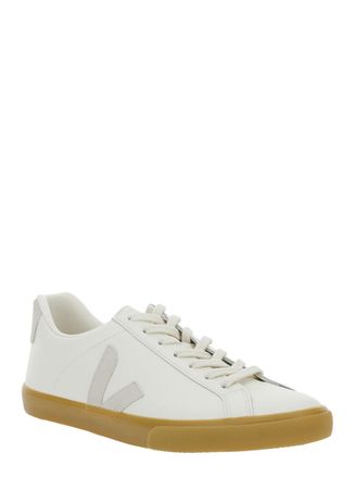 Veja Unisex White Low Top Sneakers With Logo Details Leather Trainers
