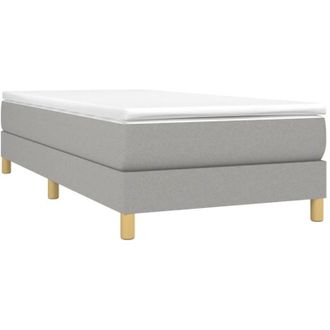 vidaXL Vidaxl - Cadre de lit &agrave; ressorts gris clair 90x190 cm - Tissu 100% polyester - Lattes en contreplaqu&eacute; pour soutien optimal - Pieds robustes