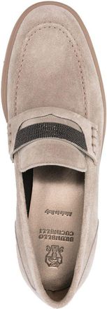 Brunello Cucinelli Womens Bead-Detail Suede Loafers Ss23 W