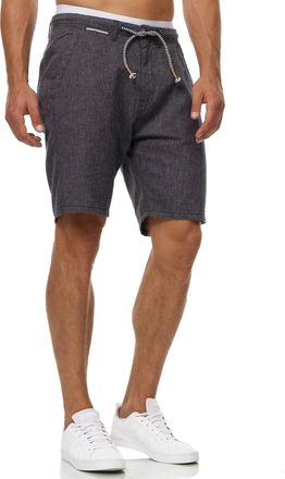Indicode Herren Alonso Shorts aus Leinen & Baumwolle | Sommershorts Freizeitshorts für Männer Navy, 3XL
