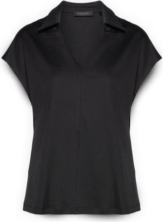 Elena Miro Femme, Blouses et Chemises, Noir, Taille: 48 FR T-shirt avec col