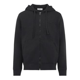 Etro Homme, Sweatshirts et sweats à capuche, Noir, Taille: L Sweat à Capuche en Coton Noir avec Fermeture Éclair
