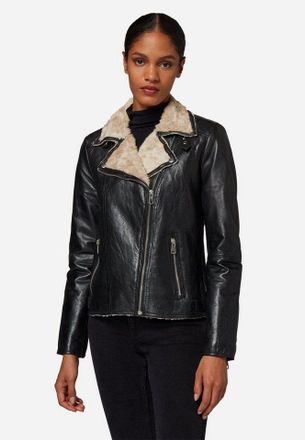 Ricano Lederjacke Holly Lederjacke mit Fellf&uuml;tterung und Reverskragen