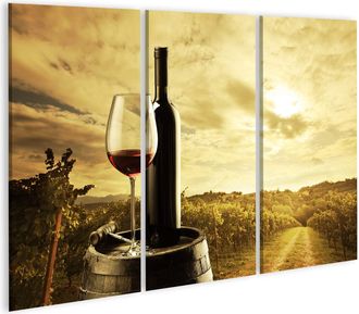 Islandburner Bild auf Leinwand Rotwein Flasche Und Glas Wein Auf Fa&szlig; Bilder Wandbilder Poster