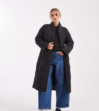 Only Petite ONLY Petite - Manteau long avec ceinture &agrave; nouer - Noir