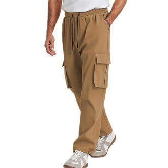 Generic Pantalon de jogging pour homme - Pantalon cargo d&eacute;contract&eacute; pour homme - L&eacute;ger et confortable - Pantalon de travail d&eacute;t&eacute; - Respirant - Coupe ample - P
