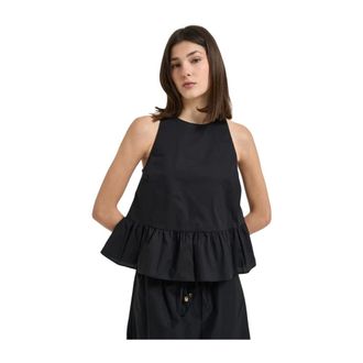 Liu Jo Femme, Blouses et Chemises, Noir, Taille: 40 FR Top en coton avec