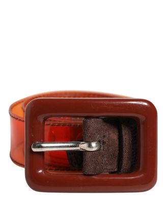Miu Miu Womens Square Buckle Belt Orange Pvc