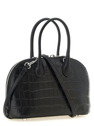 Self Portrait Crocodile-Embossed Leather Shoulder Bag - Black