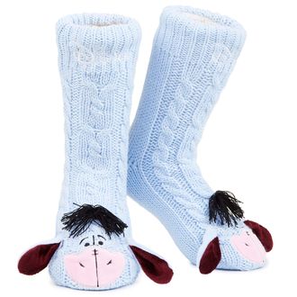 Disney Kuschelsocken Damen Teenager mit 3D-Ohren Gr&ouml;&szlig;e 35-41, Flauschig Rutschfest ABS Stoppersocken, Geschenke f&uuml;r Frauen (Blau Eeyore)
