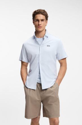 Boss Green by Hugo Boss Kurzarmhemd BOSS GREEN Motion S, Herren, Gr. XL, N-Gr, blau (open blau460), Jersey, Obermaterial: 100% Baumwolle, unifarben, regular fit normal, Rundh